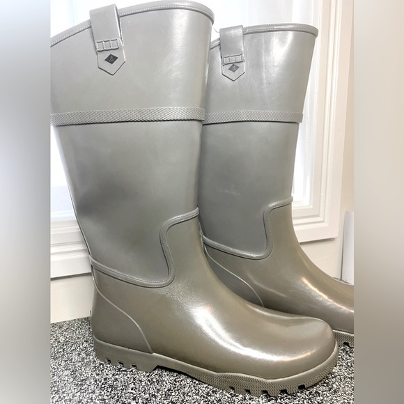 Sperry | Shoes | Sperry Tall Rain Boots Sz W Worn Once Olive Grey In ...